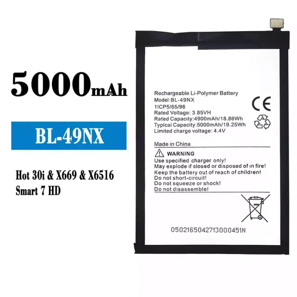 Batterie BL-49NX pour Infinix Hot 30i / Smart 7 HD - batteriefr.com